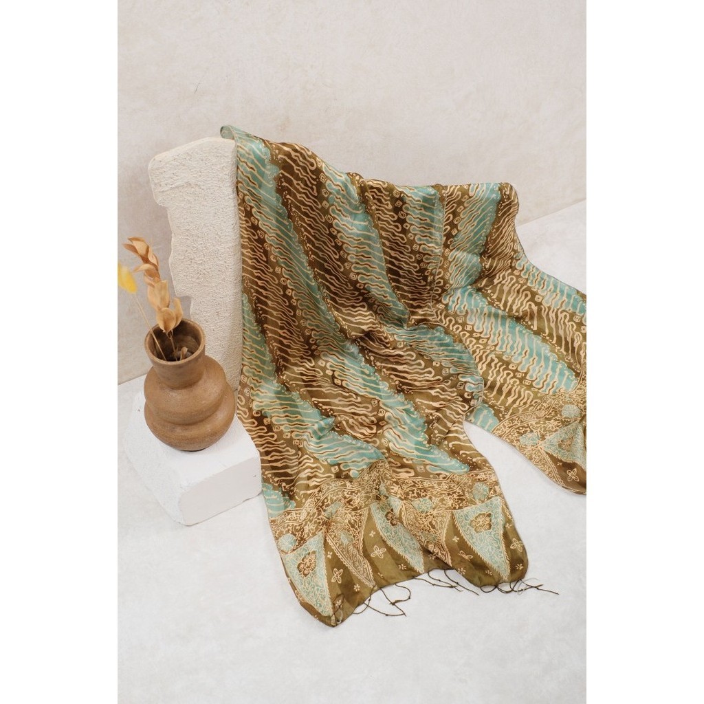 Jual BATIK RATU - Syal Batik Sutra Parang Tuding Kombi - Green Tosca ...