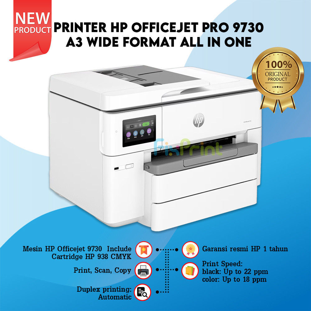 Jual Printer All In One 9730 A3 Printer HP Officejet Pro 9730 Fax ADF Wireless Garansi Resmi New ...