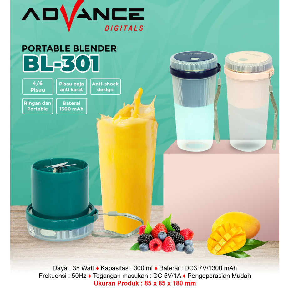 Jual [BIYOOMART] BL-301 ADVANCE BLENDER PORTABLE BLENDER TUMBLER JUS PRAKTIS BL301 | Shopee ...