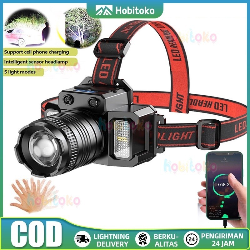 Jual Lampu depan sensor cahaya kuat Senter kepala LED Lampu depan sensor cahaya kuat zoom ...
