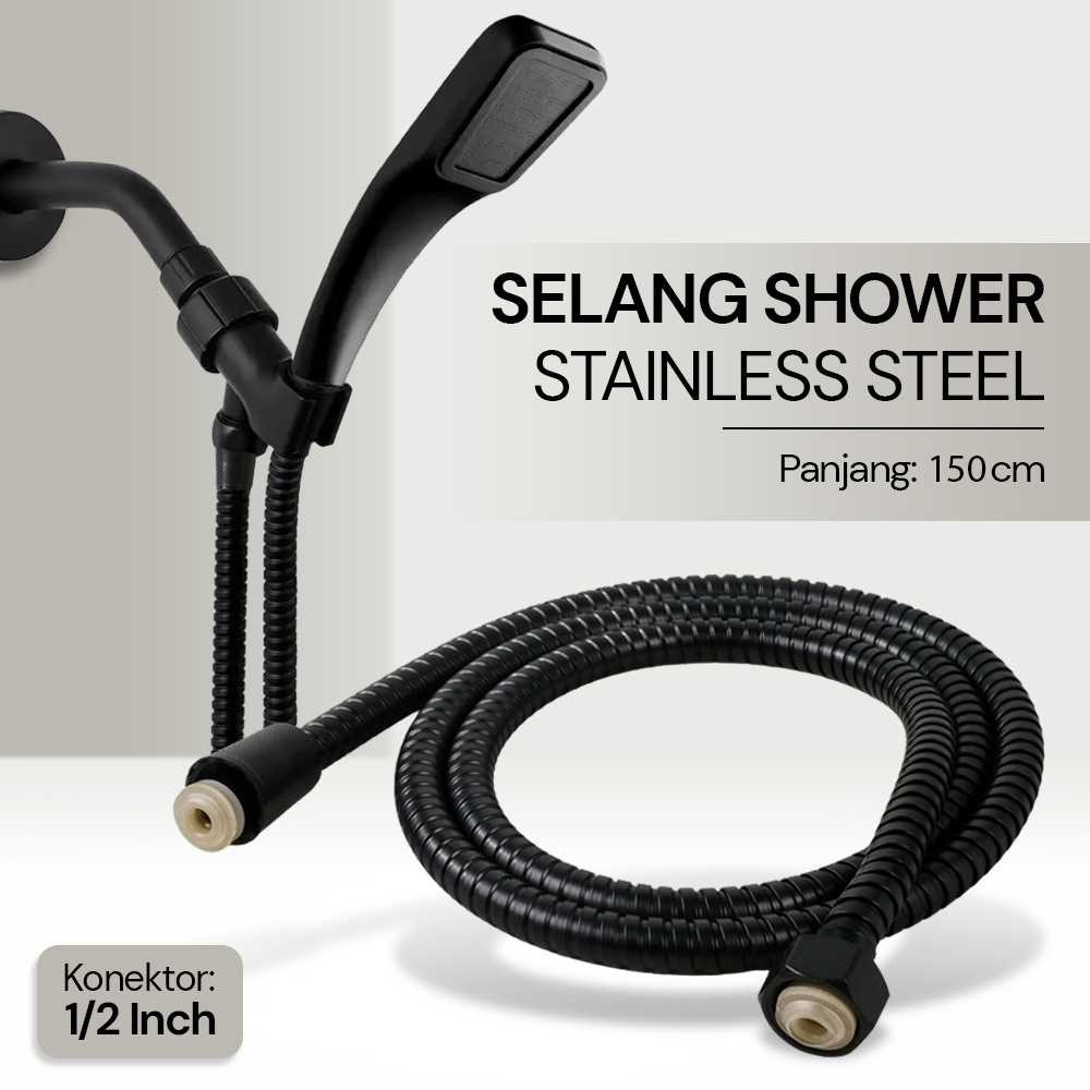 Jual APEN Selang Shower 150CM Stainless Steel Hitam Flexible Hose ...