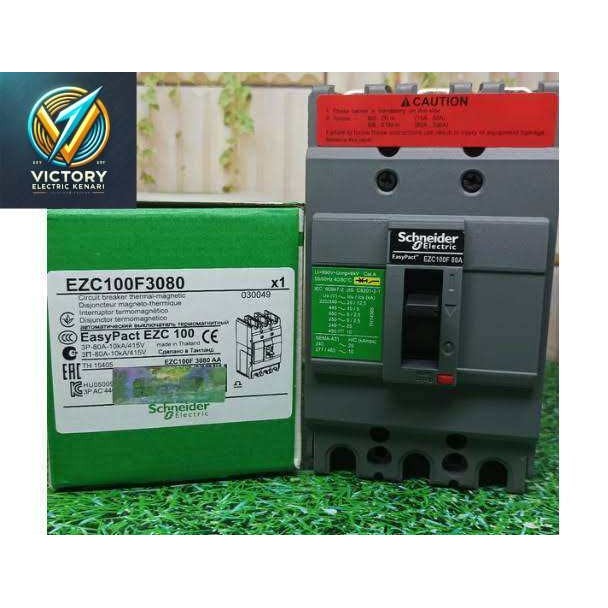 Jual SCHNEIDER MCCB 10KA EZC100F 3P 80A EZC100F3080 | Shopee Indonesia