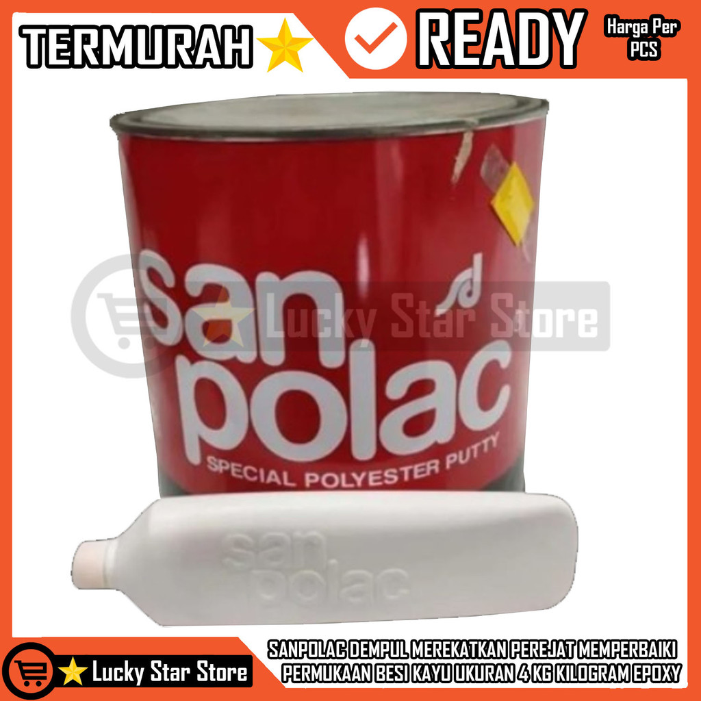 Jual Sanpolac Dempul Epoxy Berat 4 Kg San Polac Galon Merah Resin Besi ...