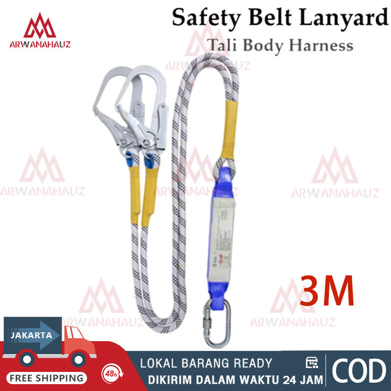 Jual Absorber Lanyard Double Big Hook Safety Belt / Tali Body Harness ...