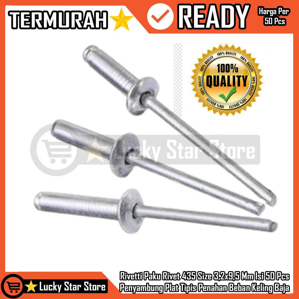 Jual Rivetti Paku Rivet 435 Size 3,2x9,5 Mm Isi 50 Pcs Penyambung Plat ...