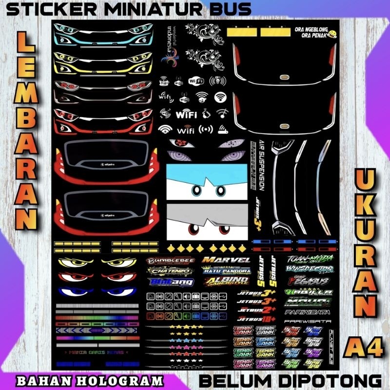 Jual STICKER MINIATUR BUS UKURAN A4 BAHAN HOLOGRAM BELUM DIPOTONG ...