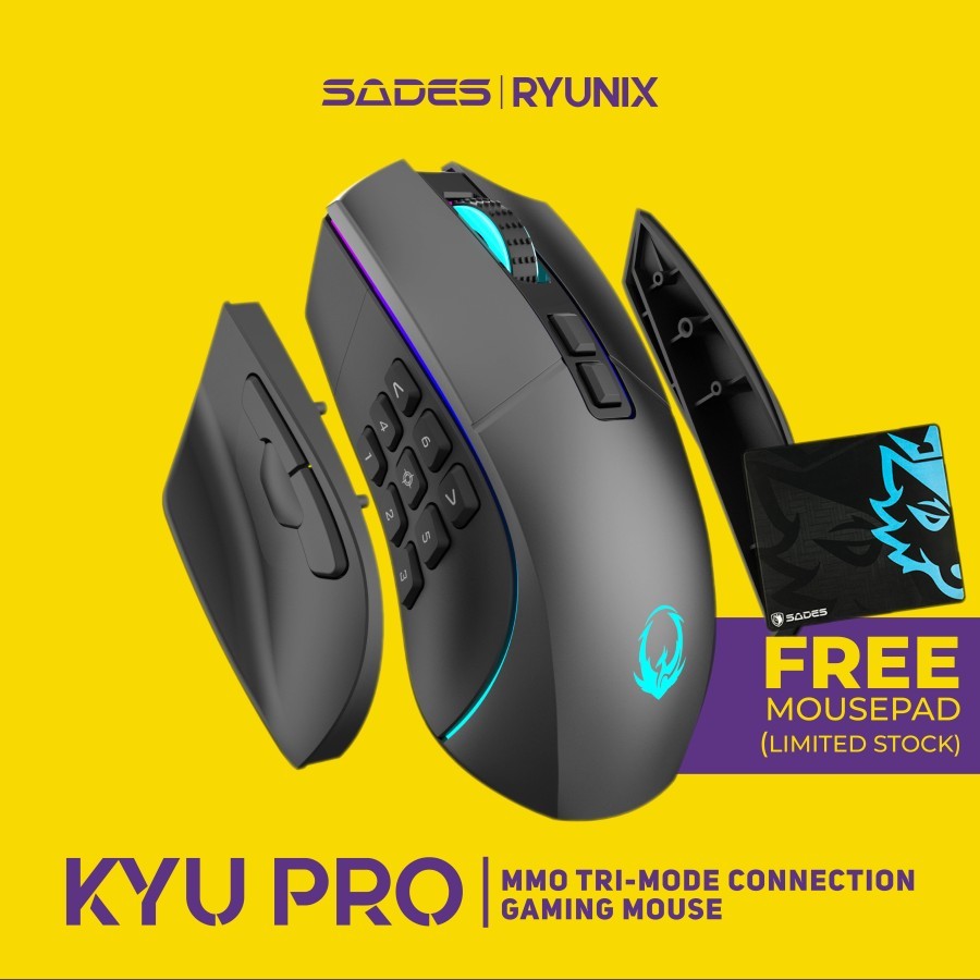 Jual Sades Ryunix Mouse Gaming Wireless Bluetooth MMO MOBA KYU Pro MX1 / MX-1 Tri Mode ...