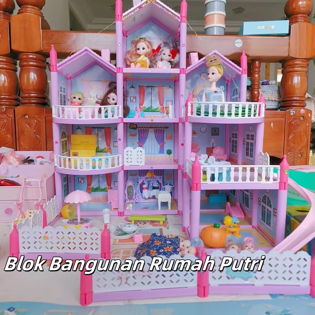 Jual 【DIY】Mainan Rumah Rumahan 3D Princess Big Villa DIY Rumah Boneka ...