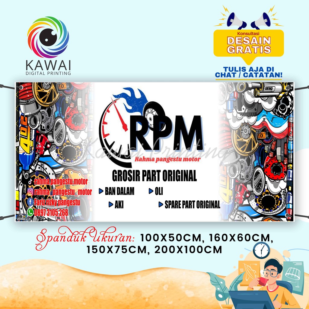Jual Spanduk Banner MMT Grosir Bengkel Putih Rekuest 200x100 Cm ...