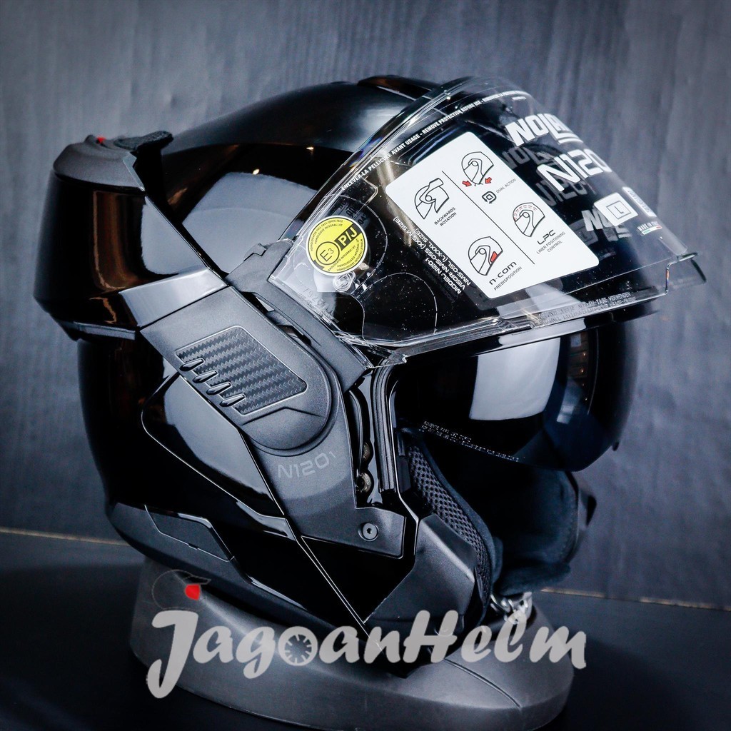 Jual NOLAN HELM N1201 CLASSIC NCOM #003 | GLOSSY BLACK | N120-1 MODULAR ...