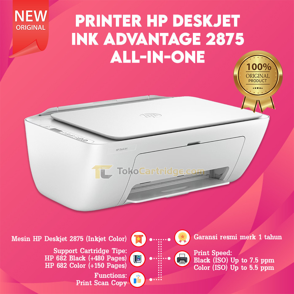 Jual Printer HP Deskjet Ink 2875 New Print Scan Copy All-in-One pengganti Printer 2775 2776 ...