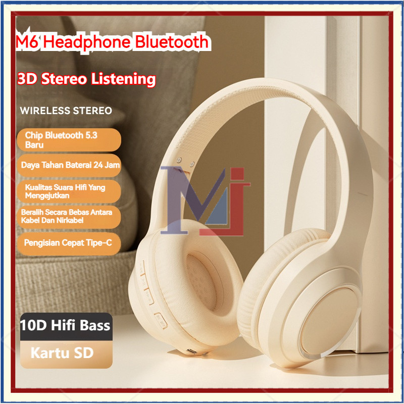 Jual 【COD】M6 Headphone Bluetooth 5.3 Dual HIFI Stereo Headset Support ...