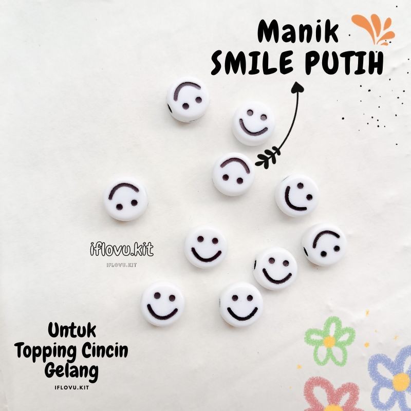 Jual Manik Manik Smile Putih Kecil | Mote Manik Lucu Aesthetic DIY ...
