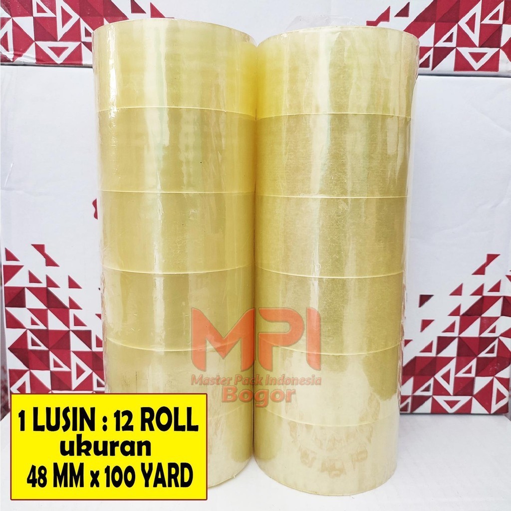 Jual 1 LUSIN / 12 ROLL - Lakban Bening MPI 48 MM x 100 YARD - Lakban Untuk Packing - Master Pack ...