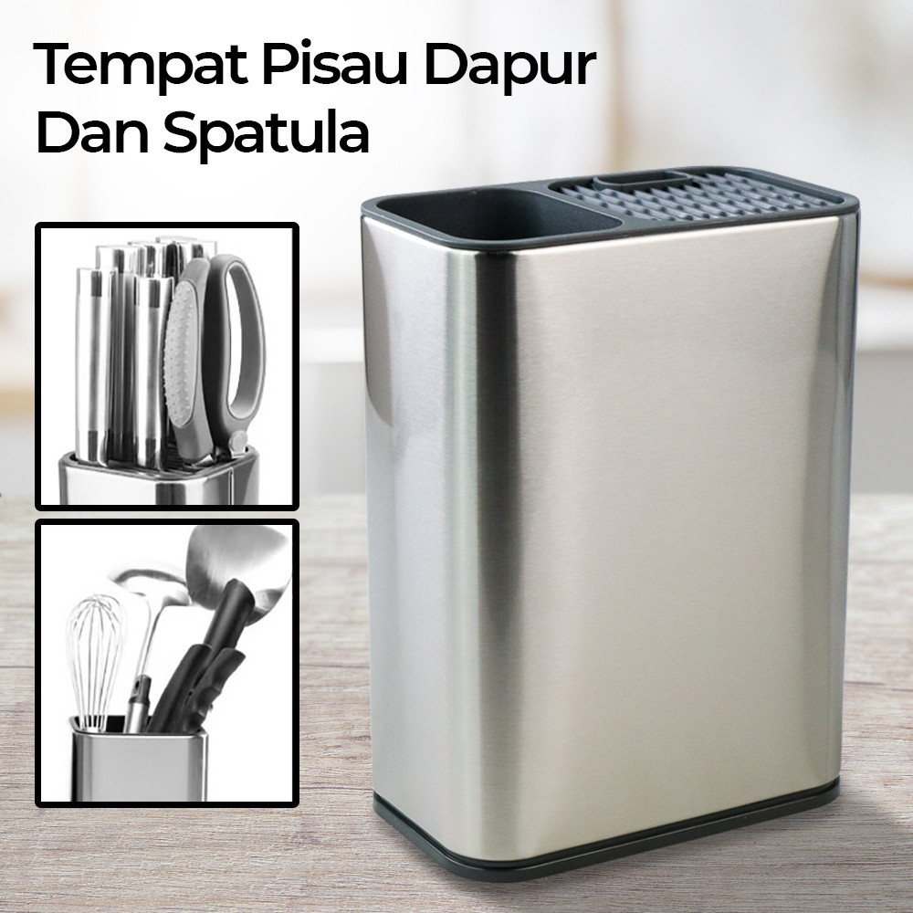 Jual ANHO Tempat Pisau Dapur Spatula Stand Holder Stainless Steel ...