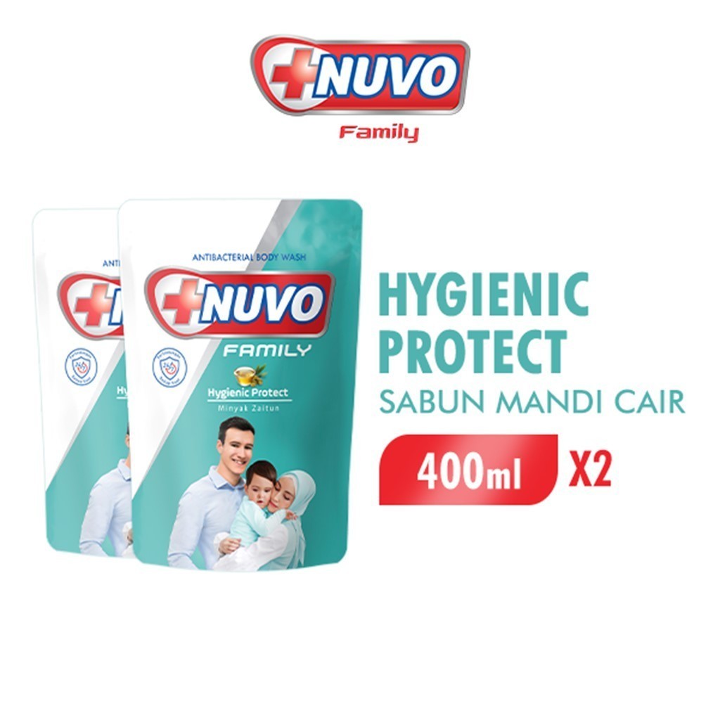 Jual NUVO Family Hygienic Protect Sabun Mandi Cair Pouch 400ml x 2 pcs ...