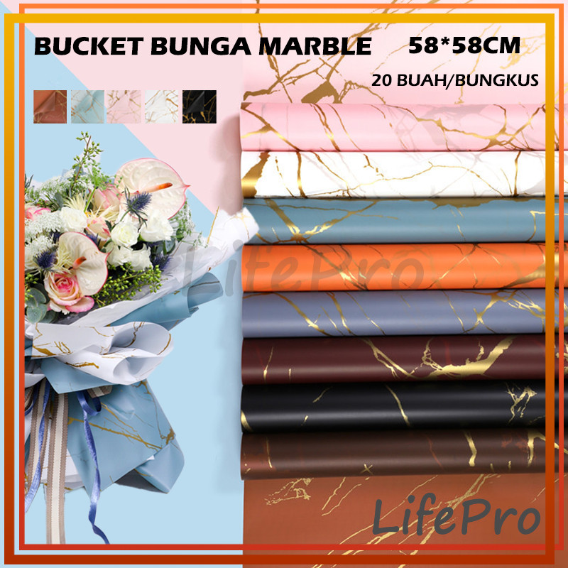 Jual Cellophane Wrapping Paper Marble/ Bucket Bunga Marble / Cellophane ...
