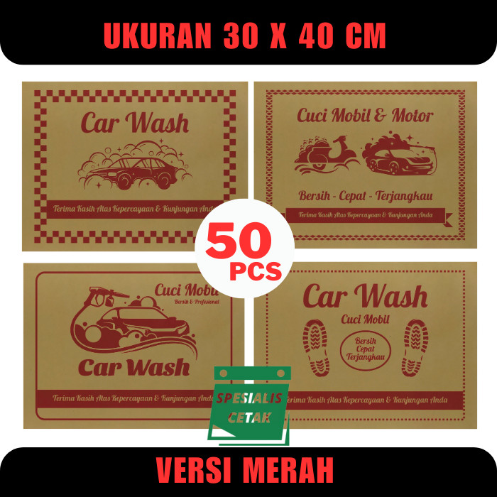 Jual OBRAL PAKET 50 PCS WARNA MERAH KERTAS ALAS KAKI CUCI MOBIL DESIGN ...