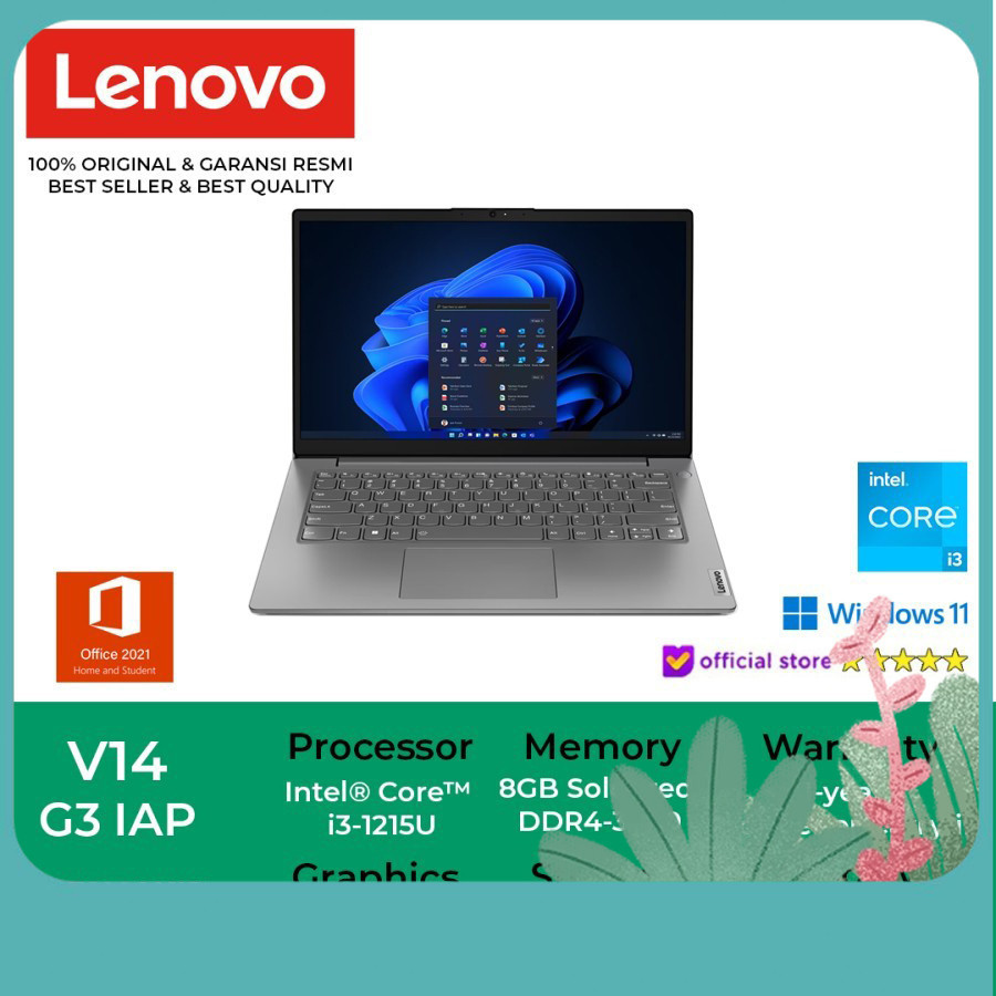 Jual LENOVO V14 G3 IAP 82TS00AMID Core i3 1215U 8GB 256GB SSD W11 OHS Grey | Shopee Indonesia