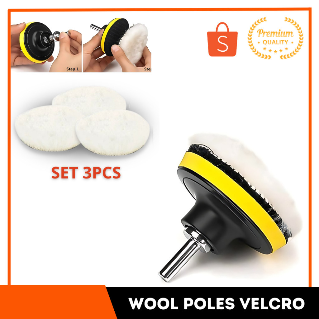 Jual Wool Poles Velcro Foam Pad Mobil Motor 5 Inch SET 5pcs Kain Wol ...