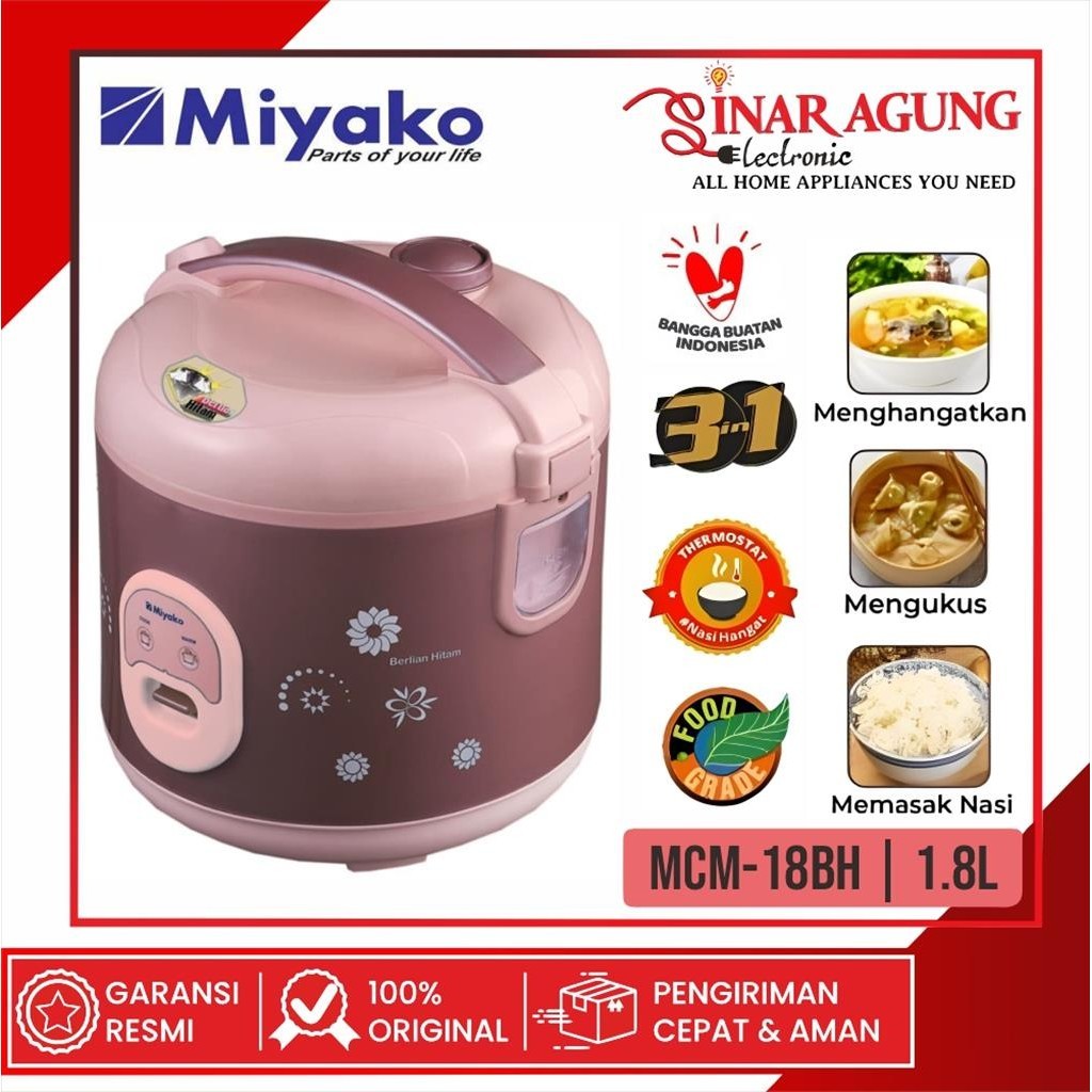 Jual MIYAKO MCM-18BH / MCM-18BH RICE COOKER 1.8 LITER - GARANSI RESMI ...