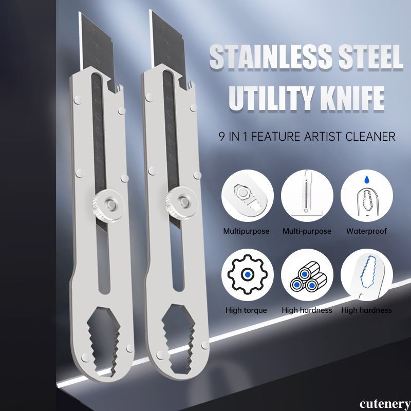 Jual Pisau Cutter Stainless 9IN1 Multifungsi Pembuka Tutup Botol ...