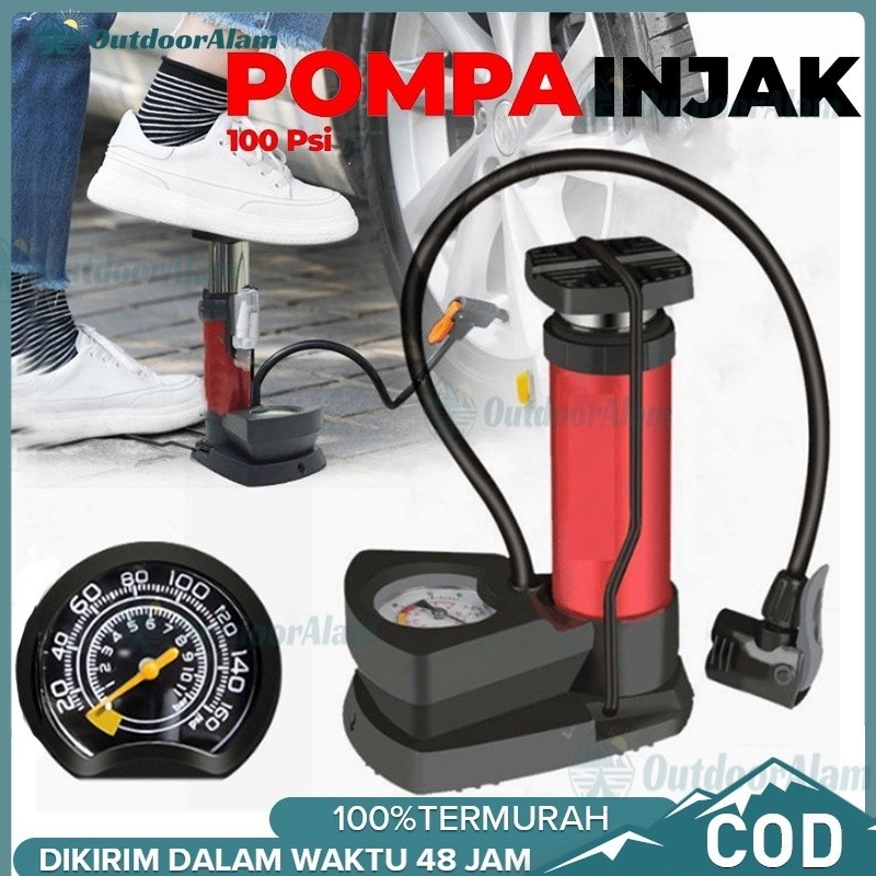 Jual Pompa Ban Mini Foot Pump Portable High Pressure Pompa Angin Kaki ...
