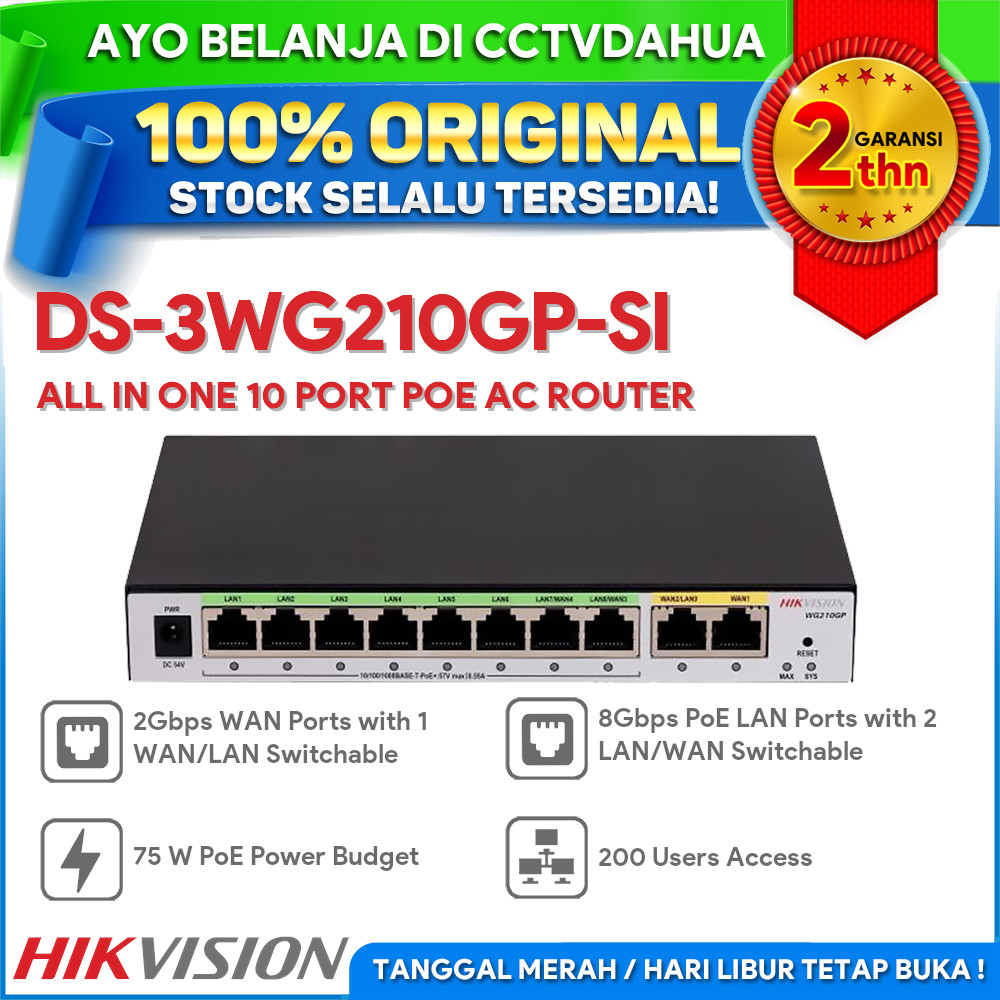 Jual HIKVISION DS-3WG210GP-SI ALL IN ONE 10 PORT POE ACCESS POINT ...