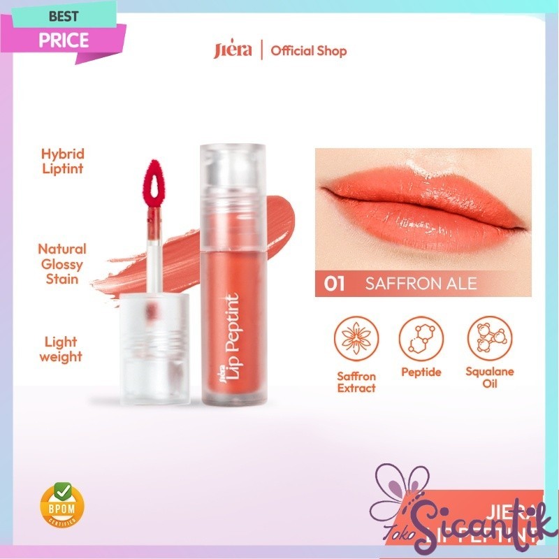Jual JIERA Lip Peptint 3,5ml | Shade 01 Saffron Ale - Lip Tint Peptide ...