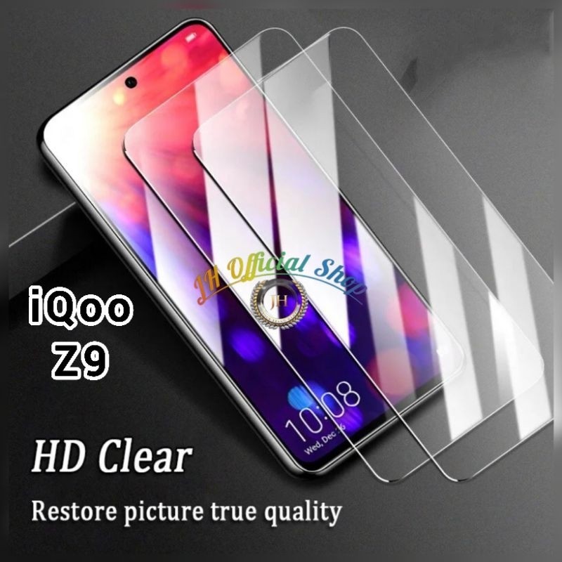 Jual iQoo Z9 anti gores kaca bening tempered glass hd clear tanpa garis hitam di tepi tidak ada ...