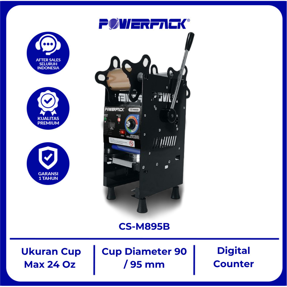 Jual POWERPACK Manual Cup Sealer CS-M895B Mesin penyegel gelas plastik | Shopee Indonesia