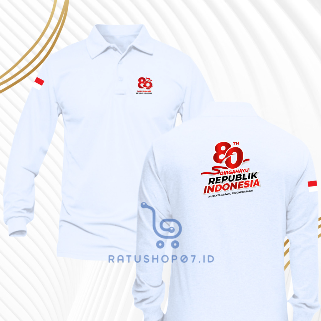 Jual Baju Kaos Poloshirt Berkerah Lengan Panjang Unisex Desain SABLON Logo DIRGAHAYU REPUBLIK ...
