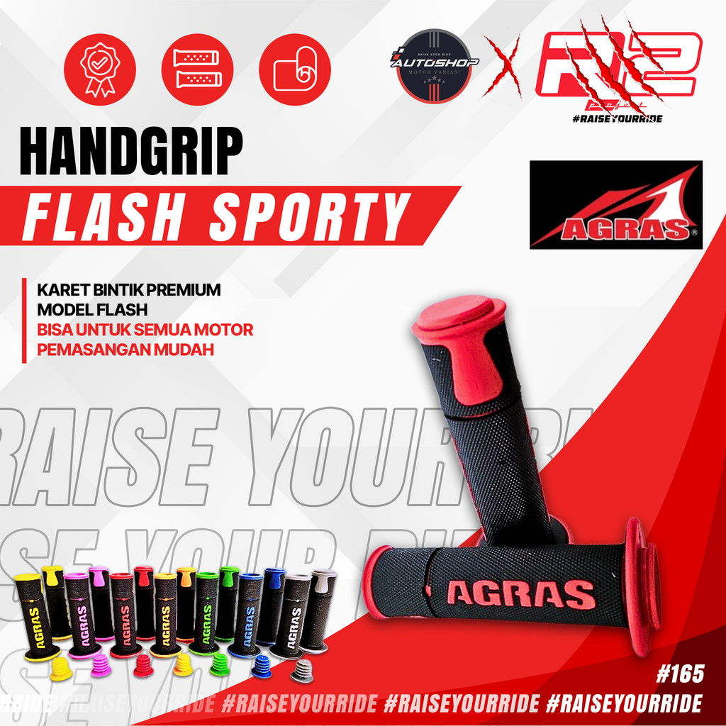 Jual Handgrip Motor FLASH 2 Warna – AGRAS | Grip Karet Empuk, Nyaman ...