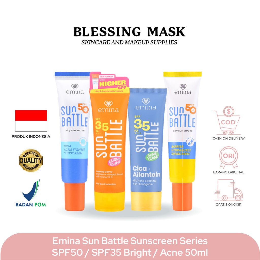 Jual Emina Sun Protection SPF 30 PA+++ 60mL | Emina Sun Battle SPF 45 ...