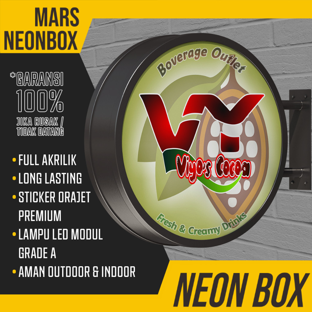 Jual Neon Box Persegi Ukuran 30 x 60 cm Include Bracket Logo Nyala ...