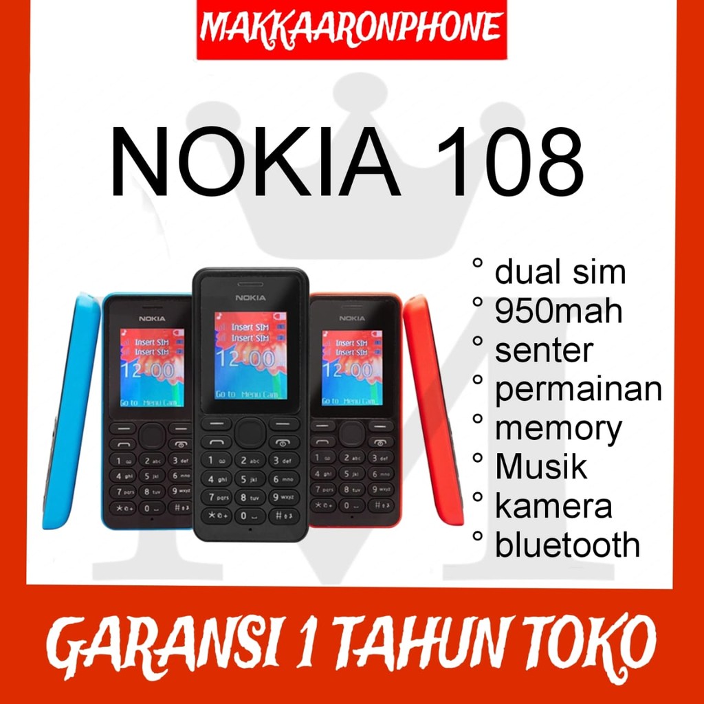 Jual NOKIA 108 DUAL SIM GSM HP MURAH MOBILE PHONE HP JADUL BERGARANSI 1 ...