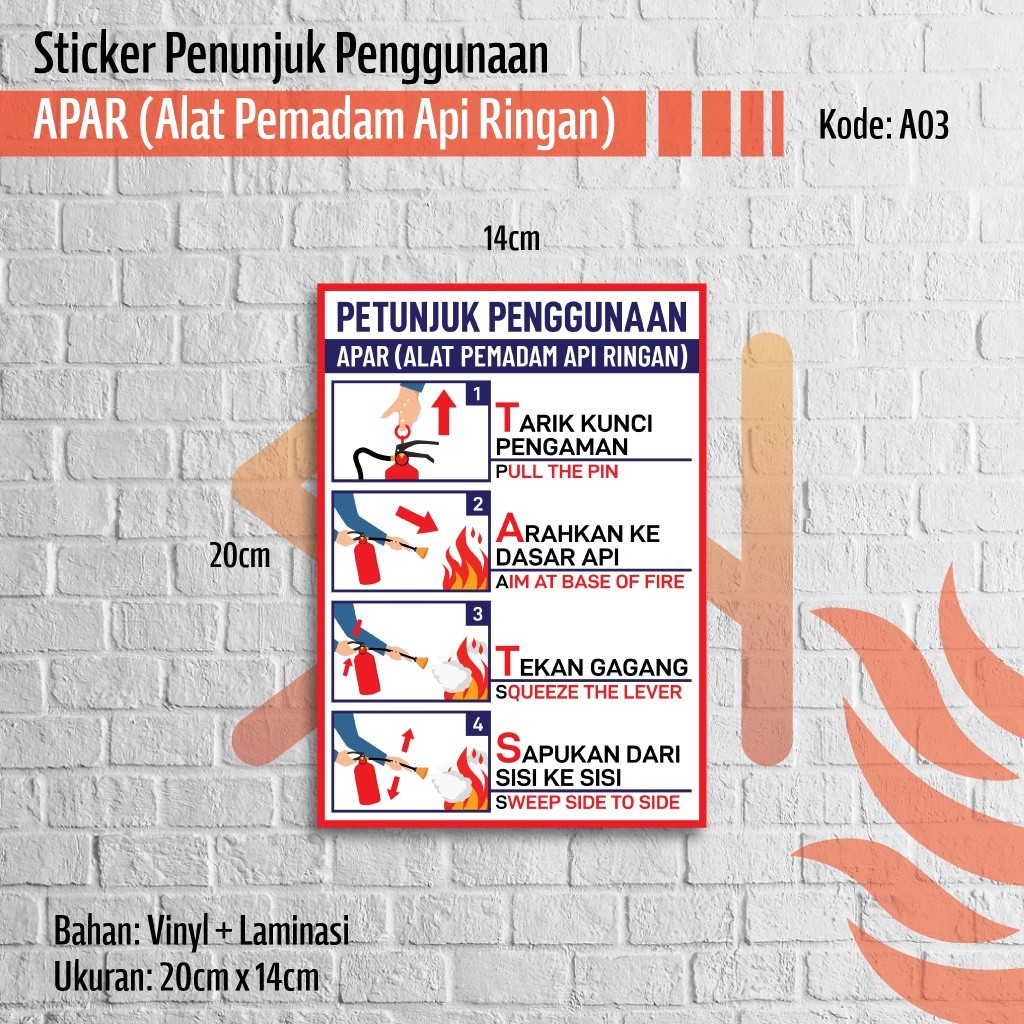 Jual Stiker Sticker Petunjuk Penggunaan APAR I Vinyl Tahan Air | 14x20 ...