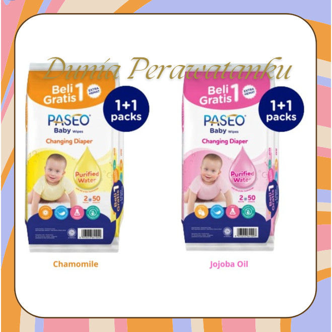 Jual Paseo Tissue Basah Baby Wipes isi 2x50 sheet Buy1 Get1 Murah ...