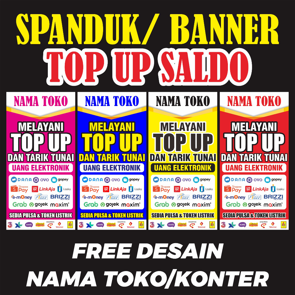 Jual BANNER BENTUK BERDIRI - TOP UP SALDO/ E-WALLET SPANDUK TOP UP ...