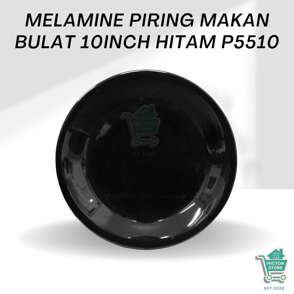 Jual MICTON Premium Piring Makan Datar Hitam 10 Inch P5510 Piring Makan ...