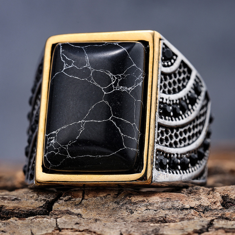 Jual Cincin Perhiasan Fashion Punk Pria Vintage Perak Emas Baja ...