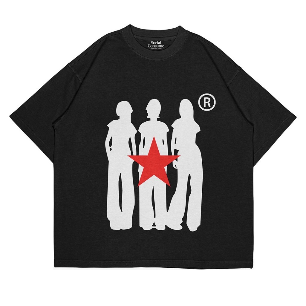 Jual Boxy Fit T-shirt Oversize Hitam Y2k Social Consume - Red Star ...