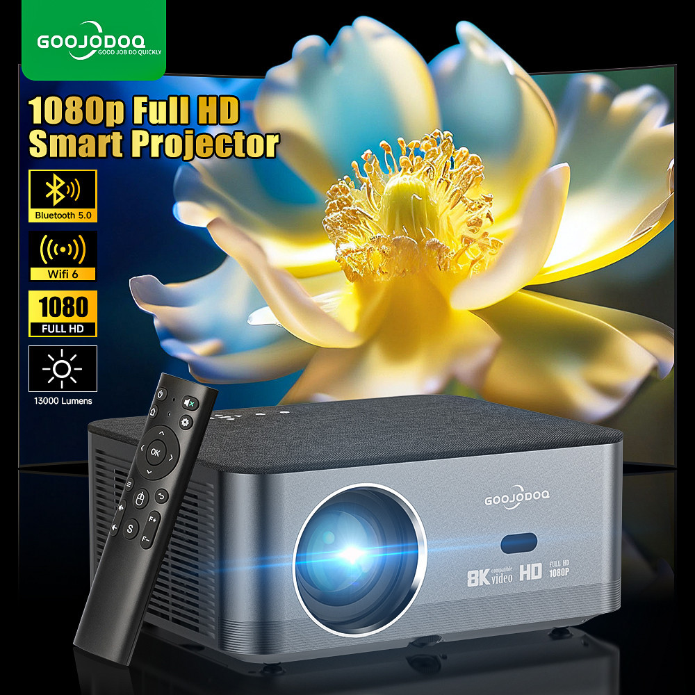 Jual GOOJODOQ 1080P HD Portable Proyektor 4K WiFi 6 & Bluetooth 5.0 ...