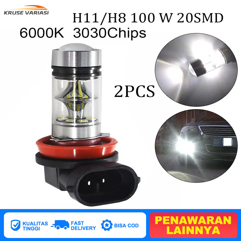 Jual 2Pcs Buah H11 H8 Lampu Kabut 100 W 20SMD Mobil LED 6000K Kabut Bohlam Lampu Putih Untuk ...