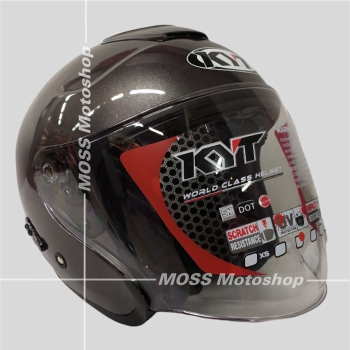 Jual Helm KYT Kyoto Solid Gun Metal Abu Abu Tua | Halfface | Original ...