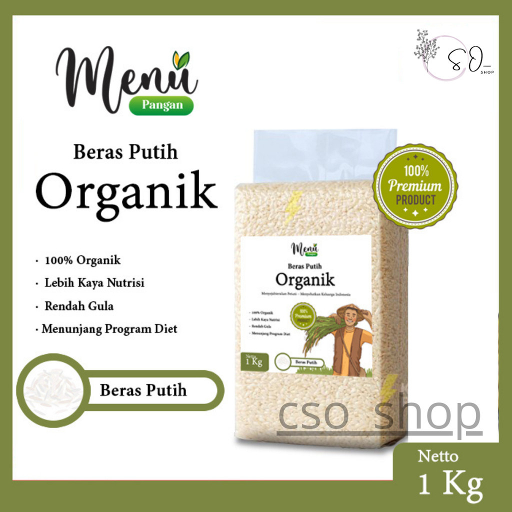 Jual MENU PANGAN Beras Organik 1kg (Putih) - Beras Pulen Sehat untuk ...
