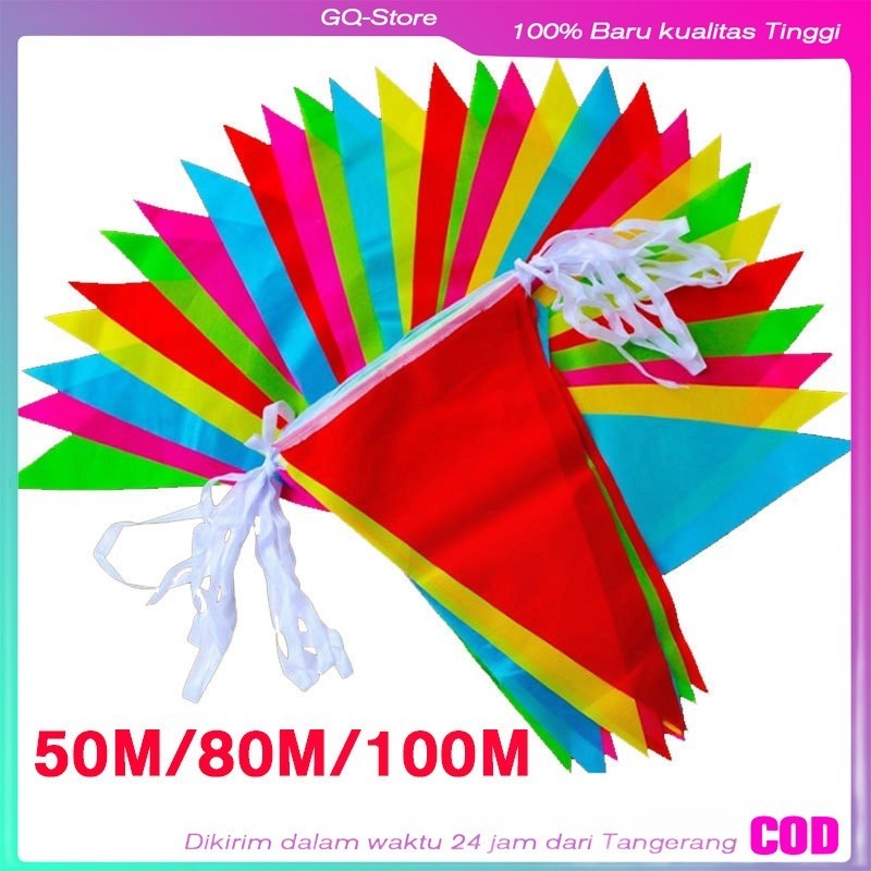 Jual Warni Bendera Kain Segitiga Bendera Hias Festival（50 Meter 100Pcs/80Meter 100Meter 150Pcs ...