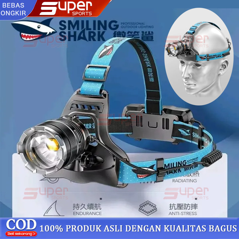 Jual Senter Kepala LED Smiling Shark K225B - Zoom & Sensor - Pengisi ...