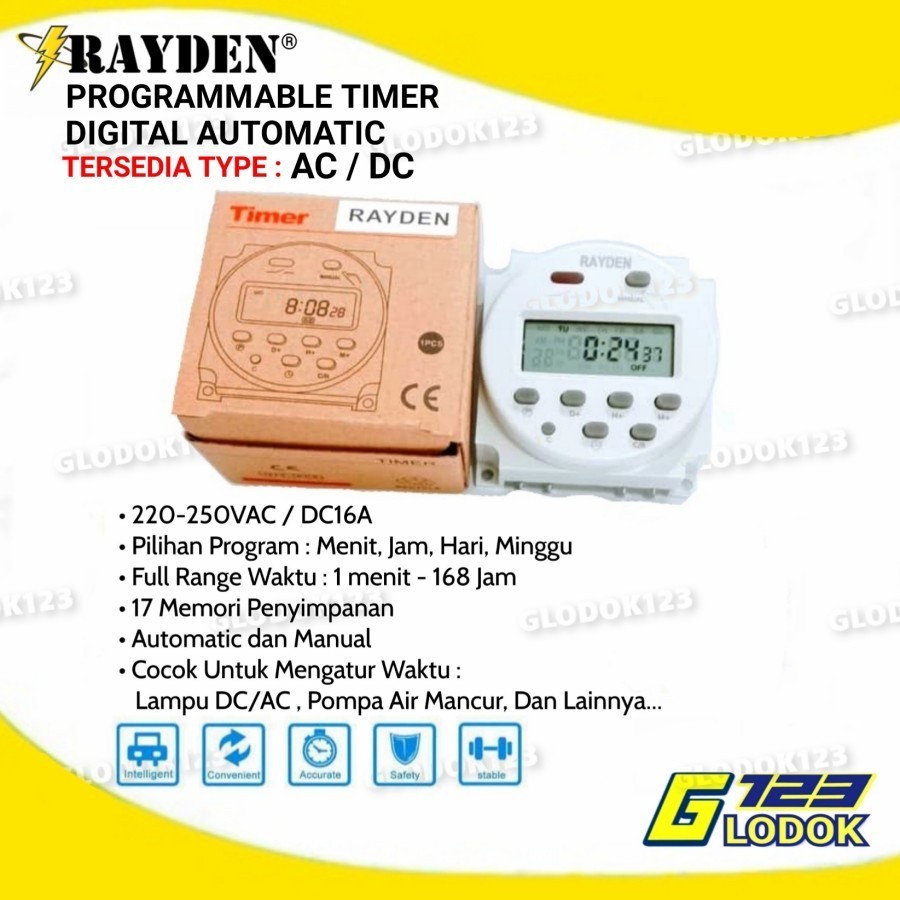 Jual Digital Timer 16A AC220V DC 12V Saklar Otomatis ON OFF Listrik ...