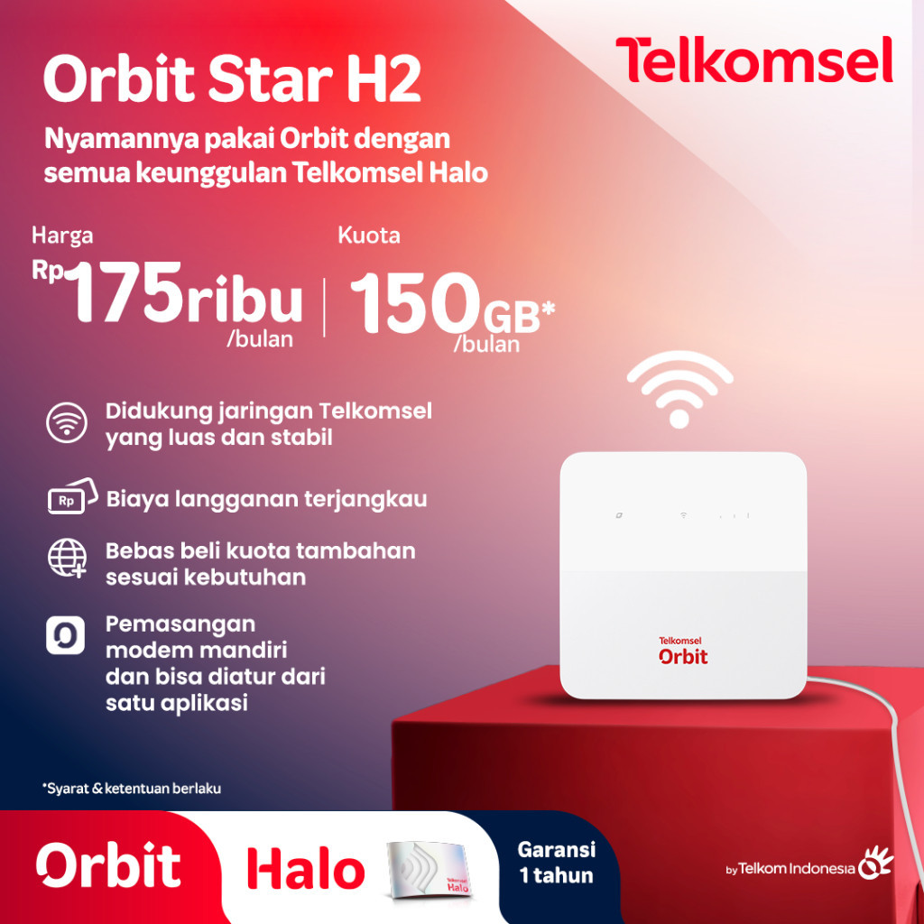 Jual Telkomsel Halo Orbit 150GB + Star H2 Modem WiFi 4G High Speed ...